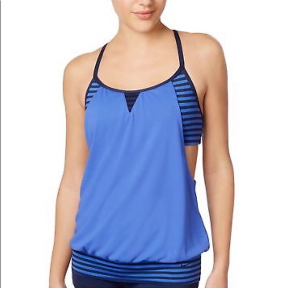Nike | Swim | Nike Solid Striped Layered Tankini Top Nwt | Poshmark
